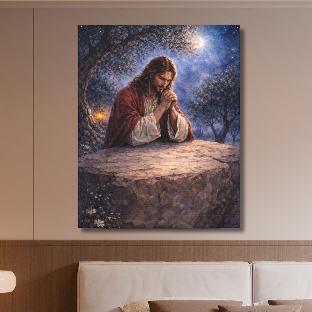 Jesus Praying Canvas Wall Art, Christian Religious Decor, Jesus Prayer ...