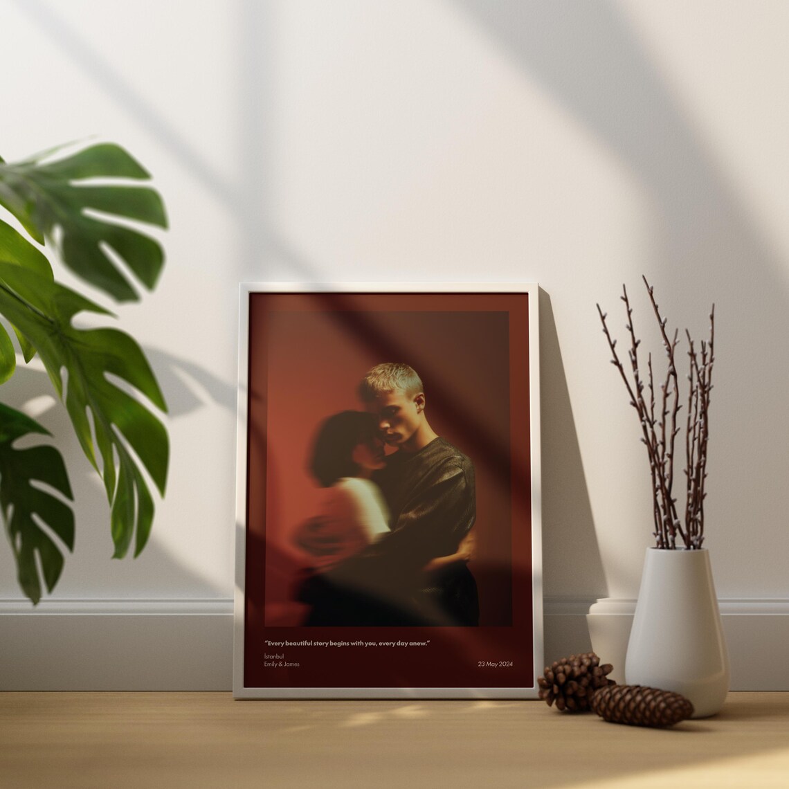 Personalized Couple Photo Poster, Modern Romantic Wall Art, Custom Love ...