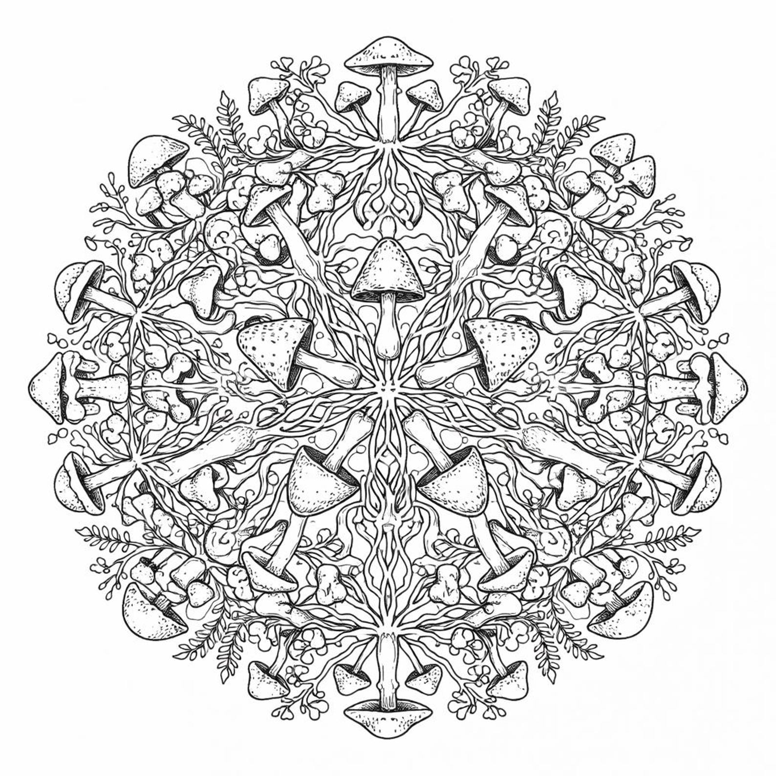Mycelial Whispers – Printable Fungi and Forest Coloring Book for Calm ...