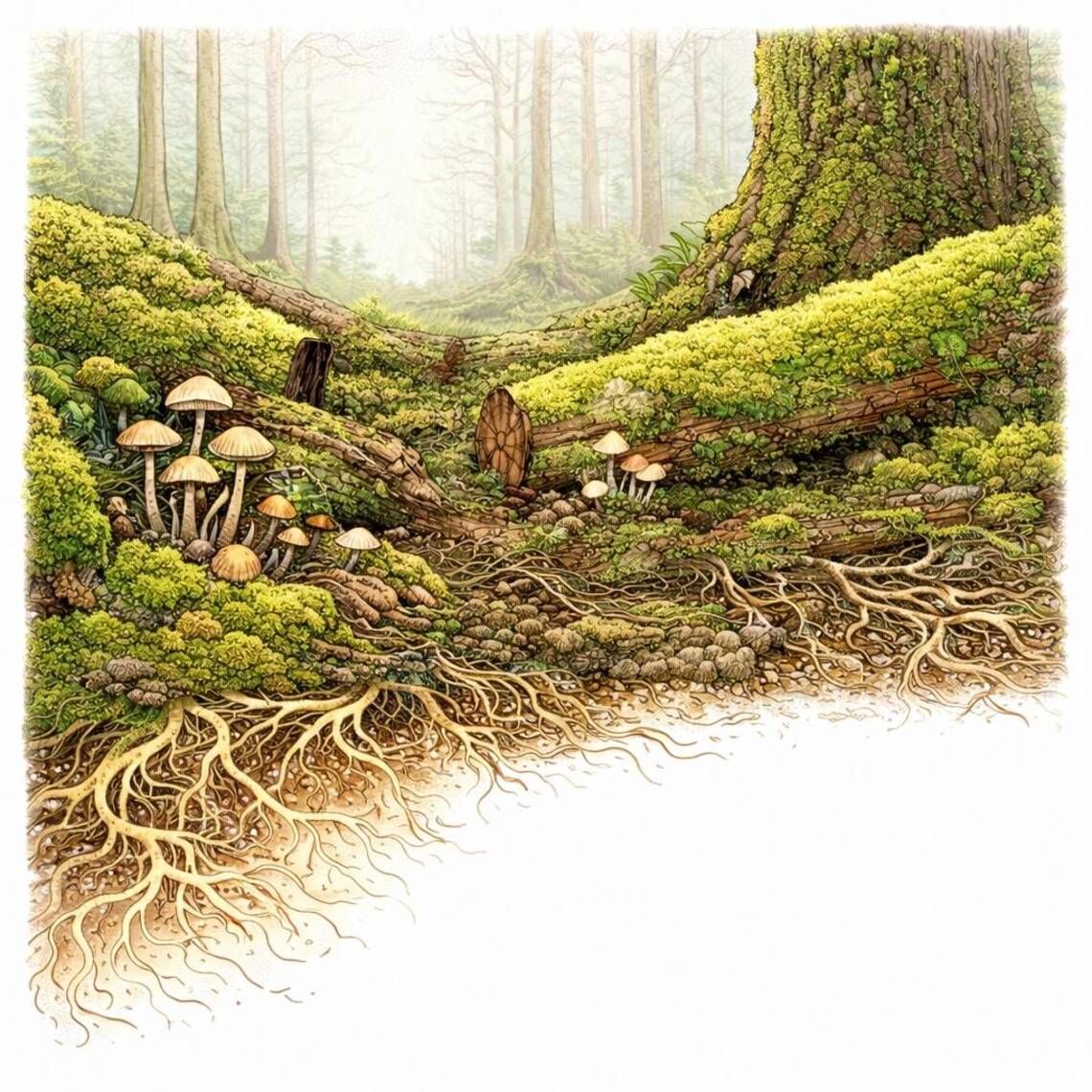 Mycelial Whispers – Printable Fungi and Forest Coloring Book for Calm ...