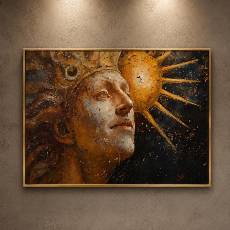 Sun God Mythology Canvas Print, Golden Divine Artwork, Luxury Living ...