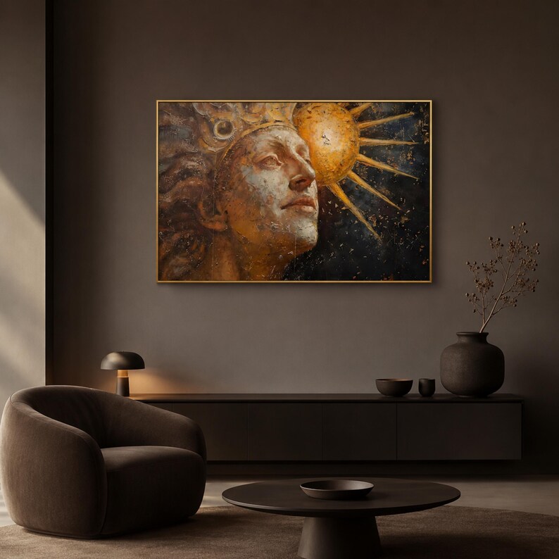 Sun God Mythology Canvas Print, Golden Divine Artwork, Luxury Living ...