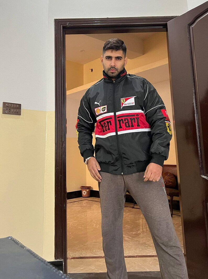 Handmade Ferrari F1 Racing Jacket Motorsport Windbreaker Streetwear ...