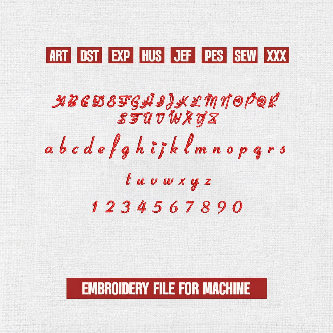 Valentine Script Alphabet Embroidery Font | Love Letter Monogram Design ...