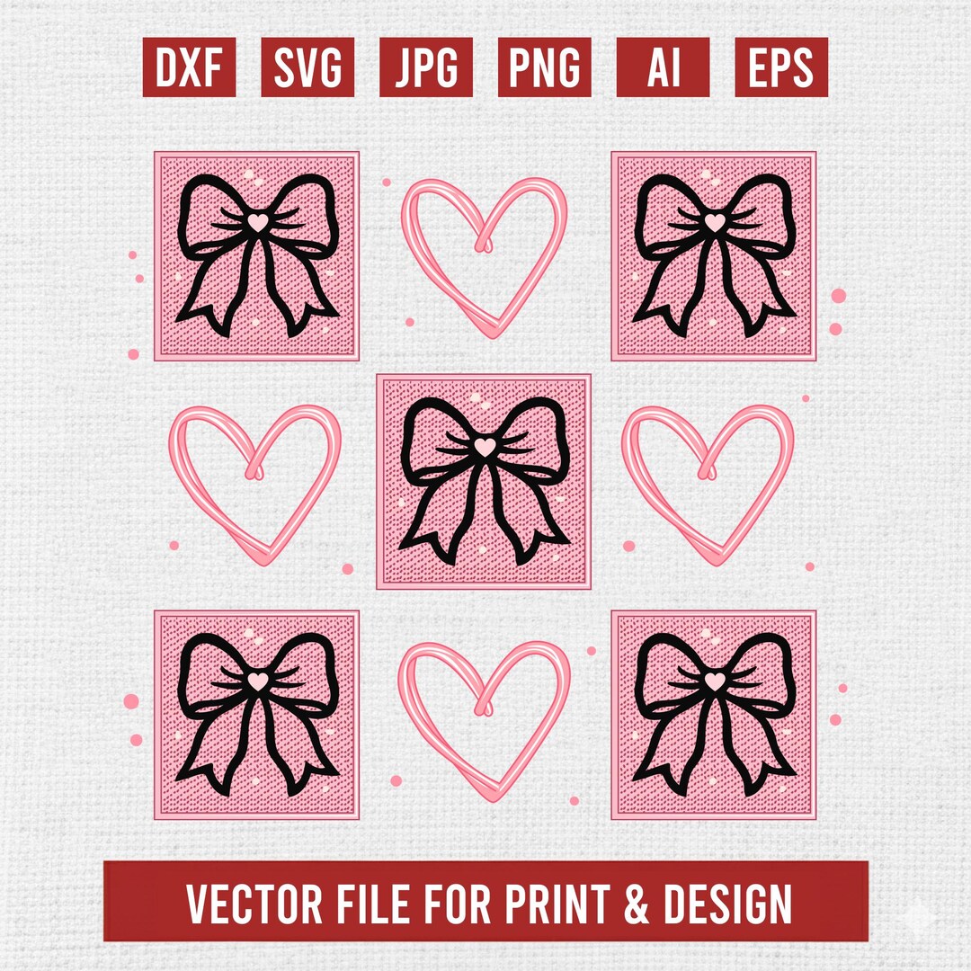 Valentine Bow Svg Bundle, Heart Bow Clipart Set, Cute Love Vector ...