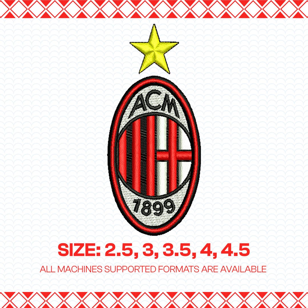Acm Embroidery Design File, Football Club Logo Embroidery, Ac Milan ...