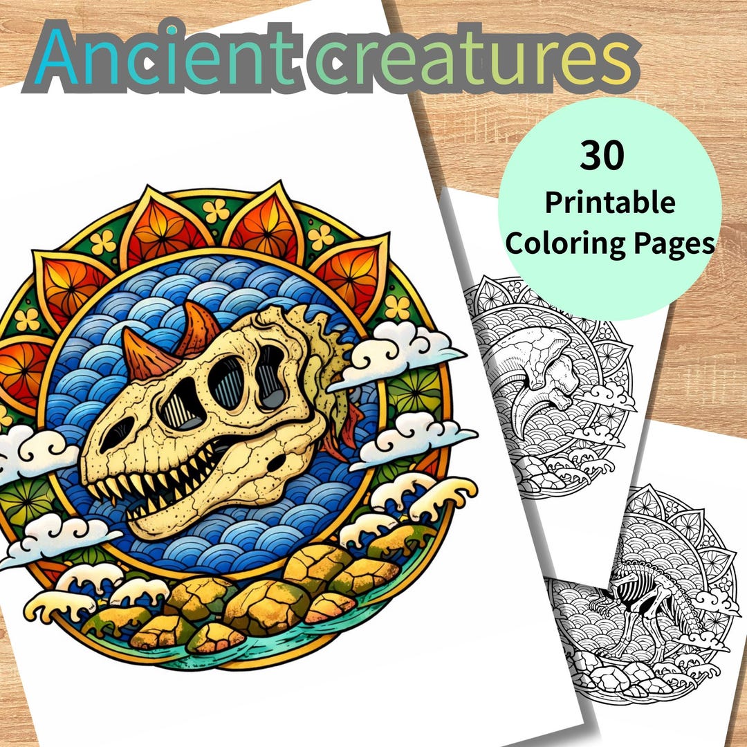 Ancient Fossils Coloring Book - Etsy