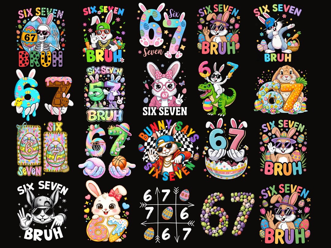 Happy Easter Day 67 Bunny Bundle PNG, Six Seven Kids Easter Clipart ...