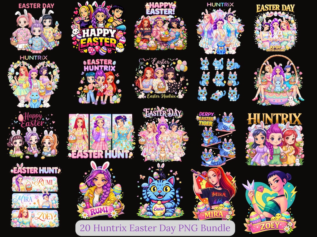 Huntrix Easter Day PNG Bundle 20 Designs–kpop Easter Day,happy Easter ...