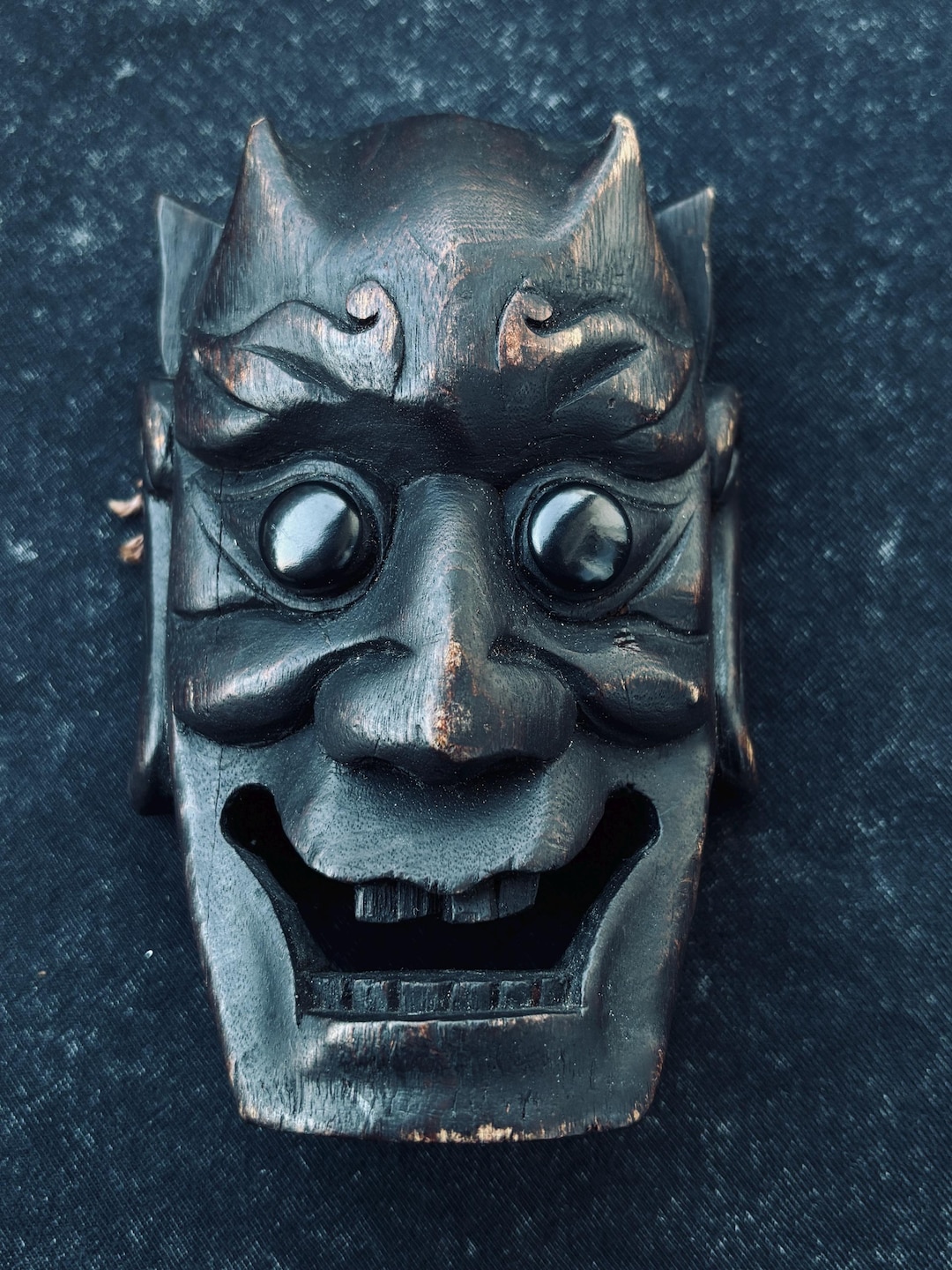 Wooden Devil Mask Depicting Oni Demon Hannya Teufa Demon Hanya Japanese ...