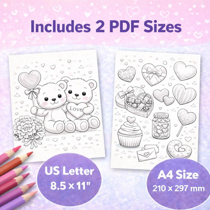 Valentine's Day Coloring 30 Pages for Kids- Pages Printable With ...