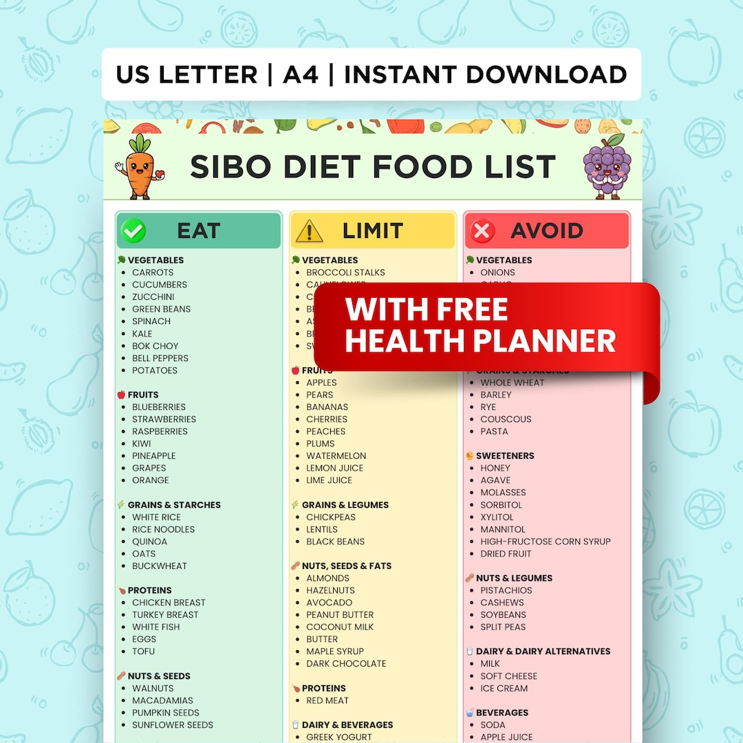 SIBO Diet Food List Printable, Sibo Diet Grocery List PDF, Gut-friendly ...