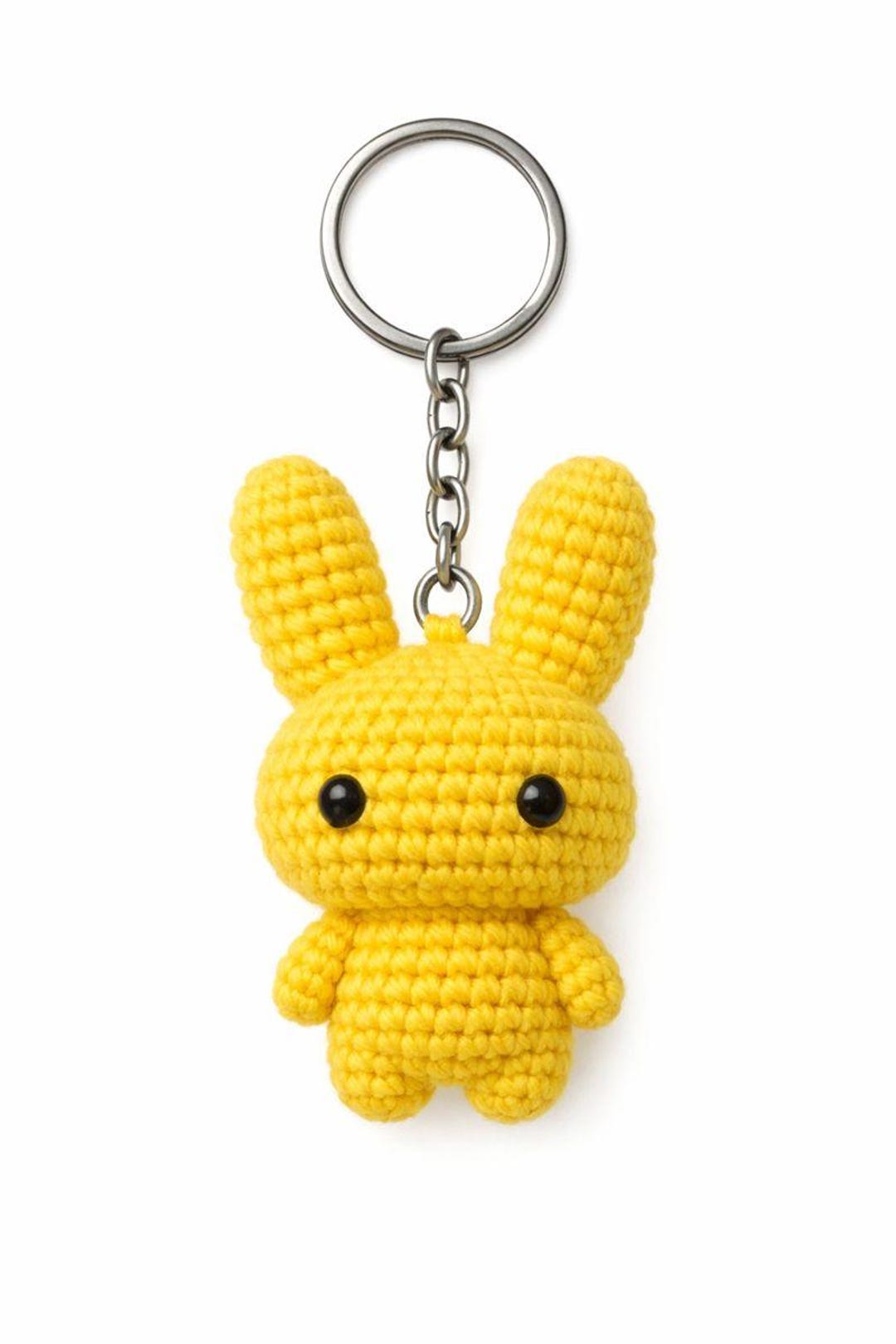 Minimalist Yellow Bunny Key Fob – Soft Yarn Amigurumi Creature Charm ...