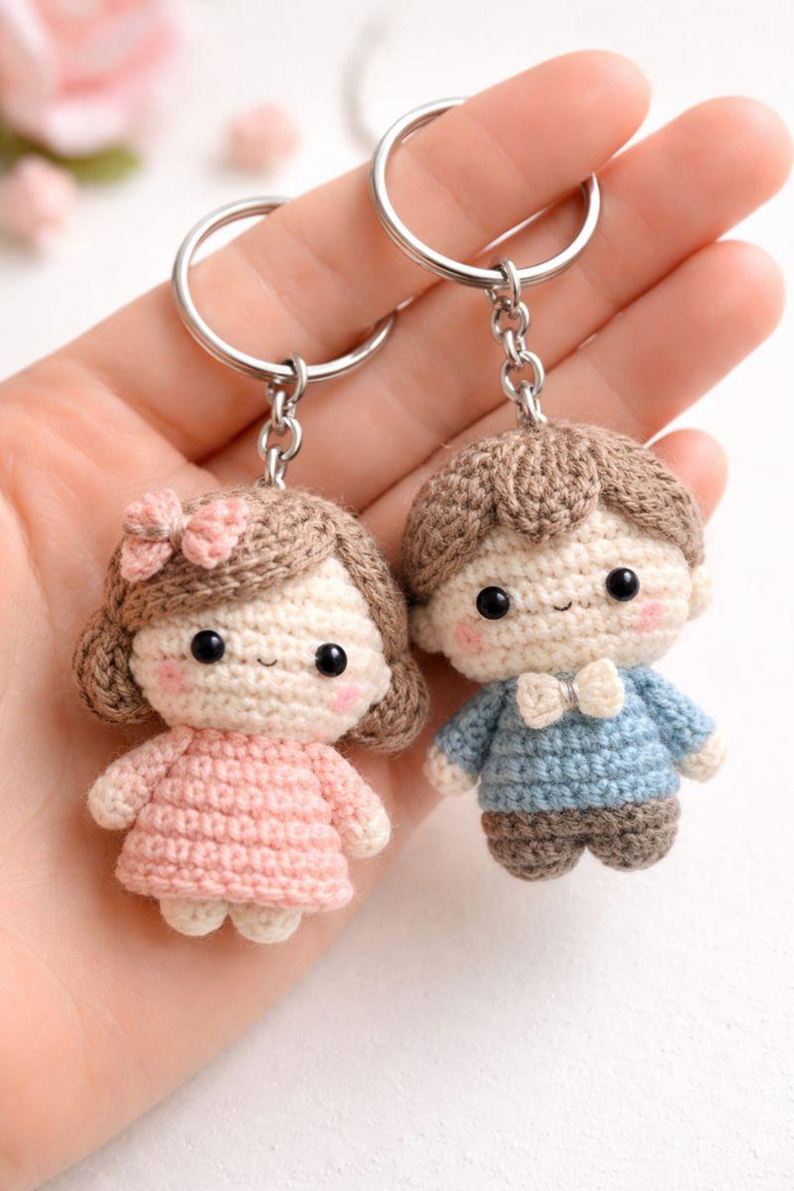 Matching Amigurumi Valentine Keychain Set – Feminine & Masculine ...