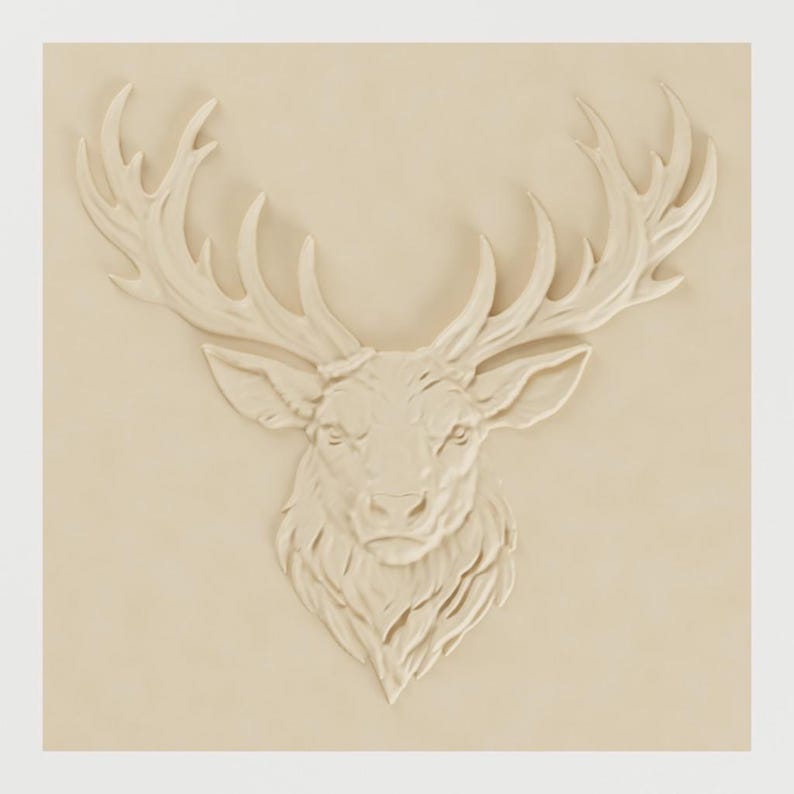Deer Head Trophy Bas Relief STL File for CNC Art Projects Laser Full ...