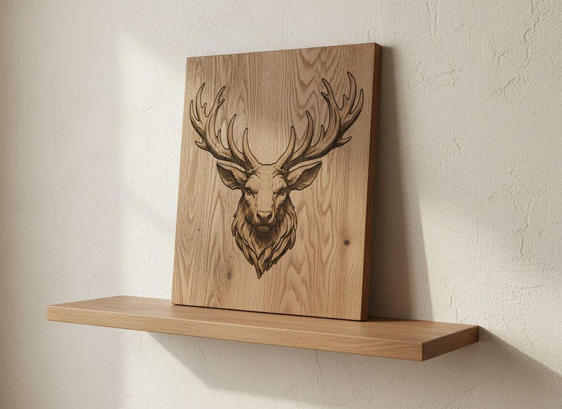 Deer Head Trophy Bas Relief STL File for CNC Art Projects Laser Full ...