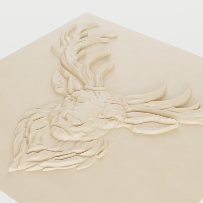 Deer Head Trophy Bas Relief STL File for CNC Art Projects Laser Full ...