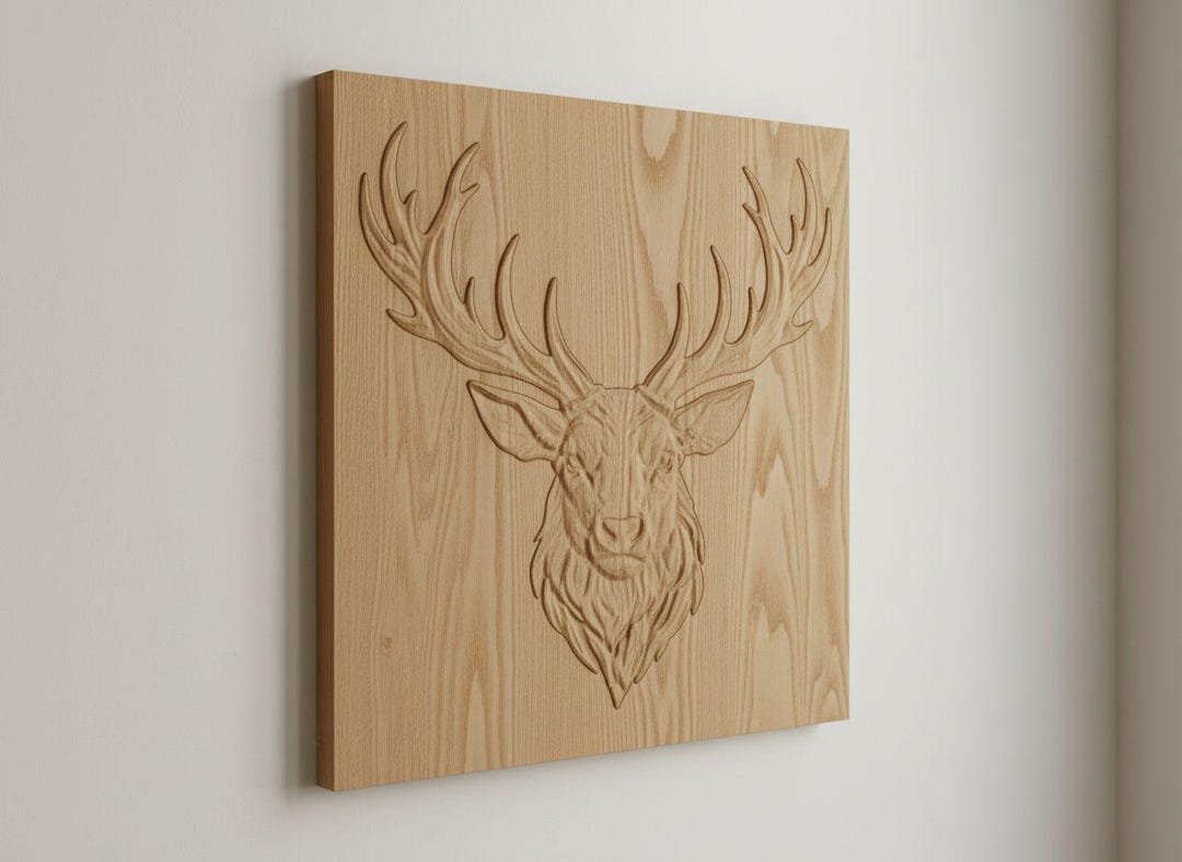 Deer Head Trophy Bas Relief STL File for CNC Art Projects Laser Full ...