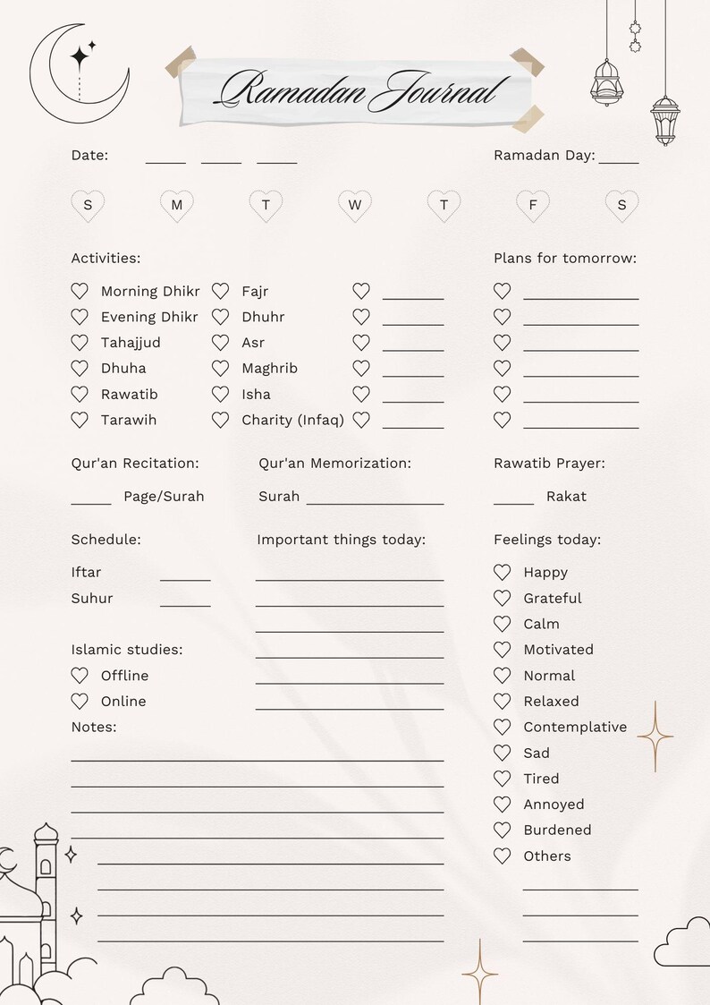 Minimalist Ramadan Journal Printable | Daily Planner (digital Download ...