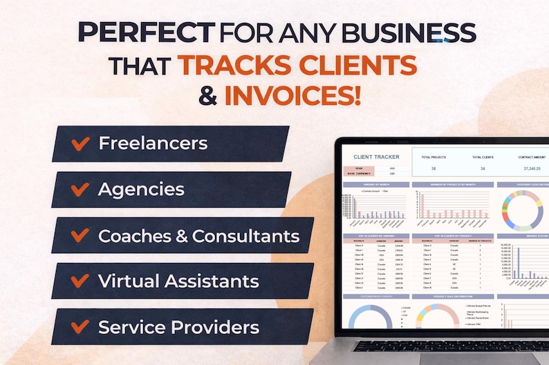 Client Tracker Excel | CRM Spreadsheet With Invoice & Payment Dashboard ...
