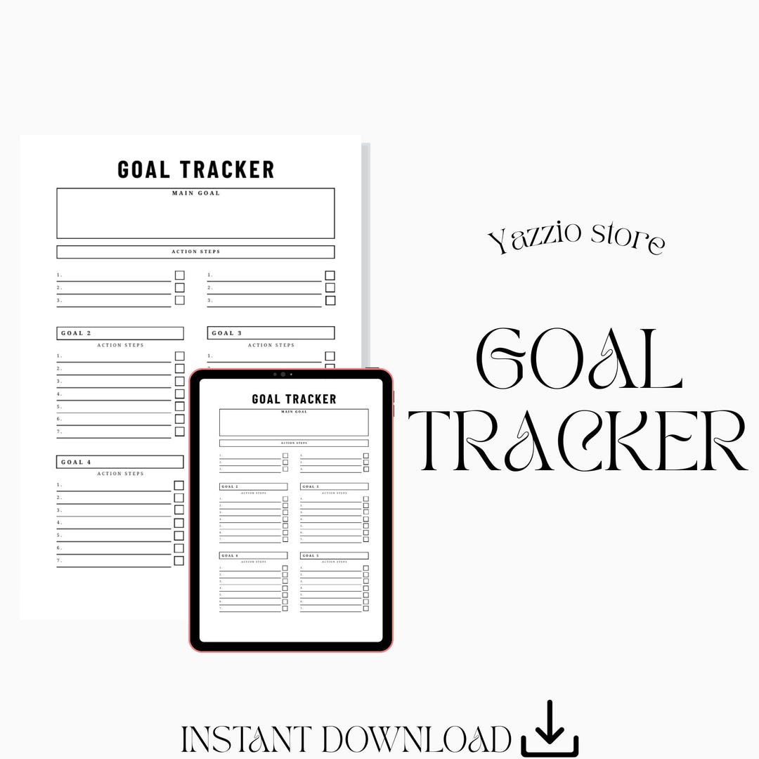 Goal Tracker Printable, Goal Setting Planner, Productivity Worksheet ...