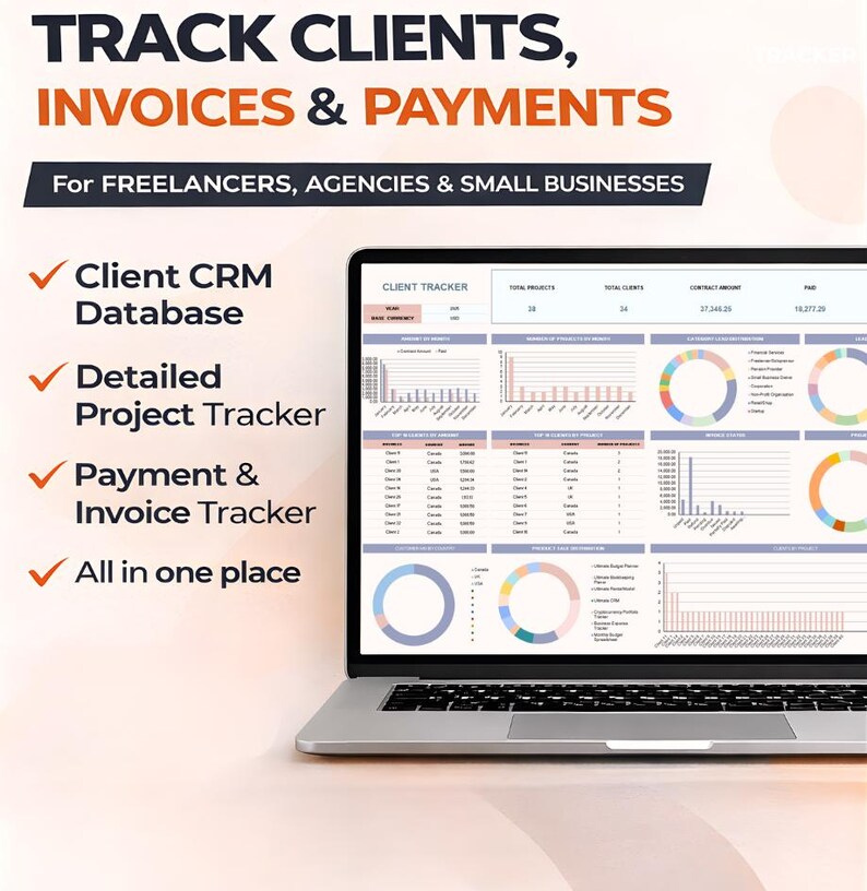 Client Tracker Excel | CRM Spreadsheet With Invoice & Payment Dashboard ...