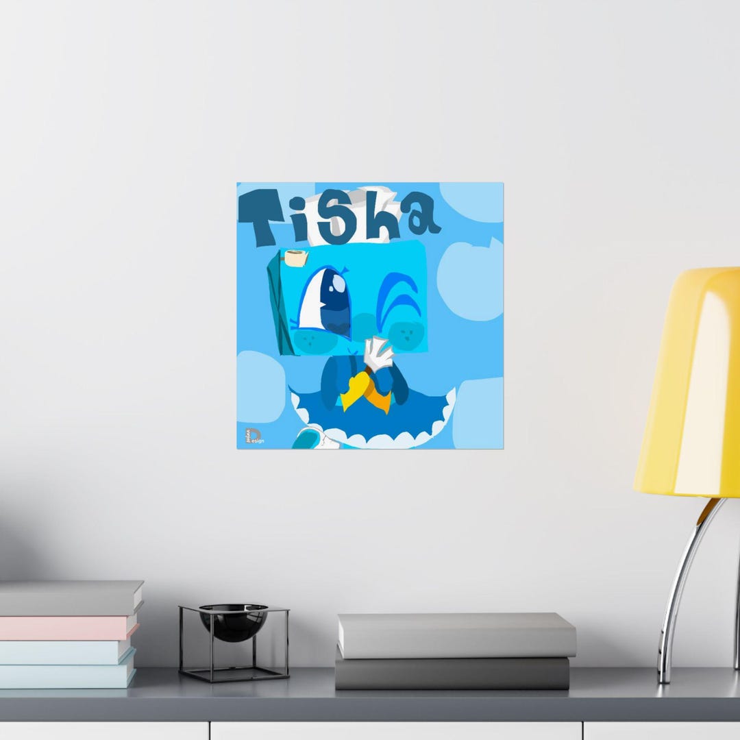 Tisha Character Poster Satin Poster | Blue Cartoon Art, Name Typography ...