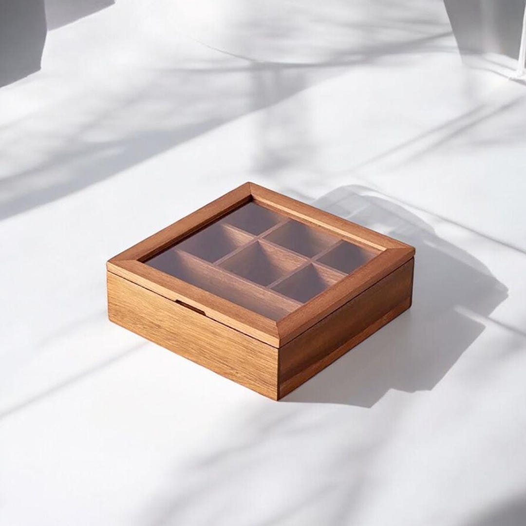 Acacia Wood Box Organizer | Square Wooden Storage Container | Desk ...