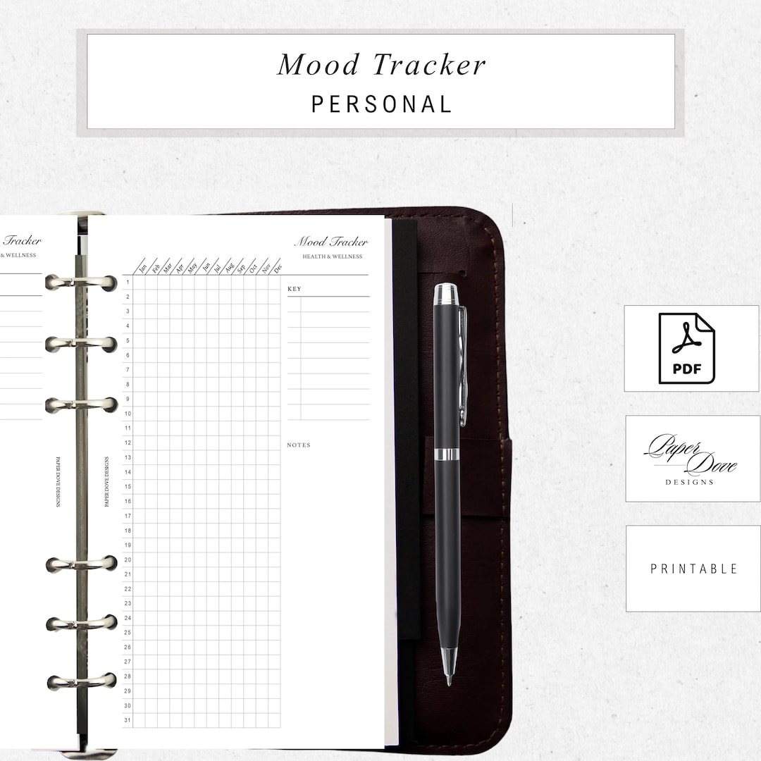 Personal Mood Tracker Insert | Minimal Printable | Ring Binder Planner ...