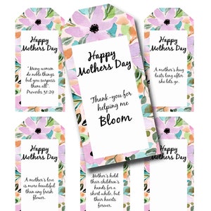 Floral Mothers Day Tags, Printable Gift Tags, Digital Tags, Instant ...