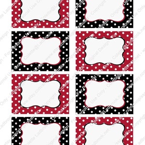 Red and Black Printable Labels, Holiday Name Tags, Christmas Tags ...