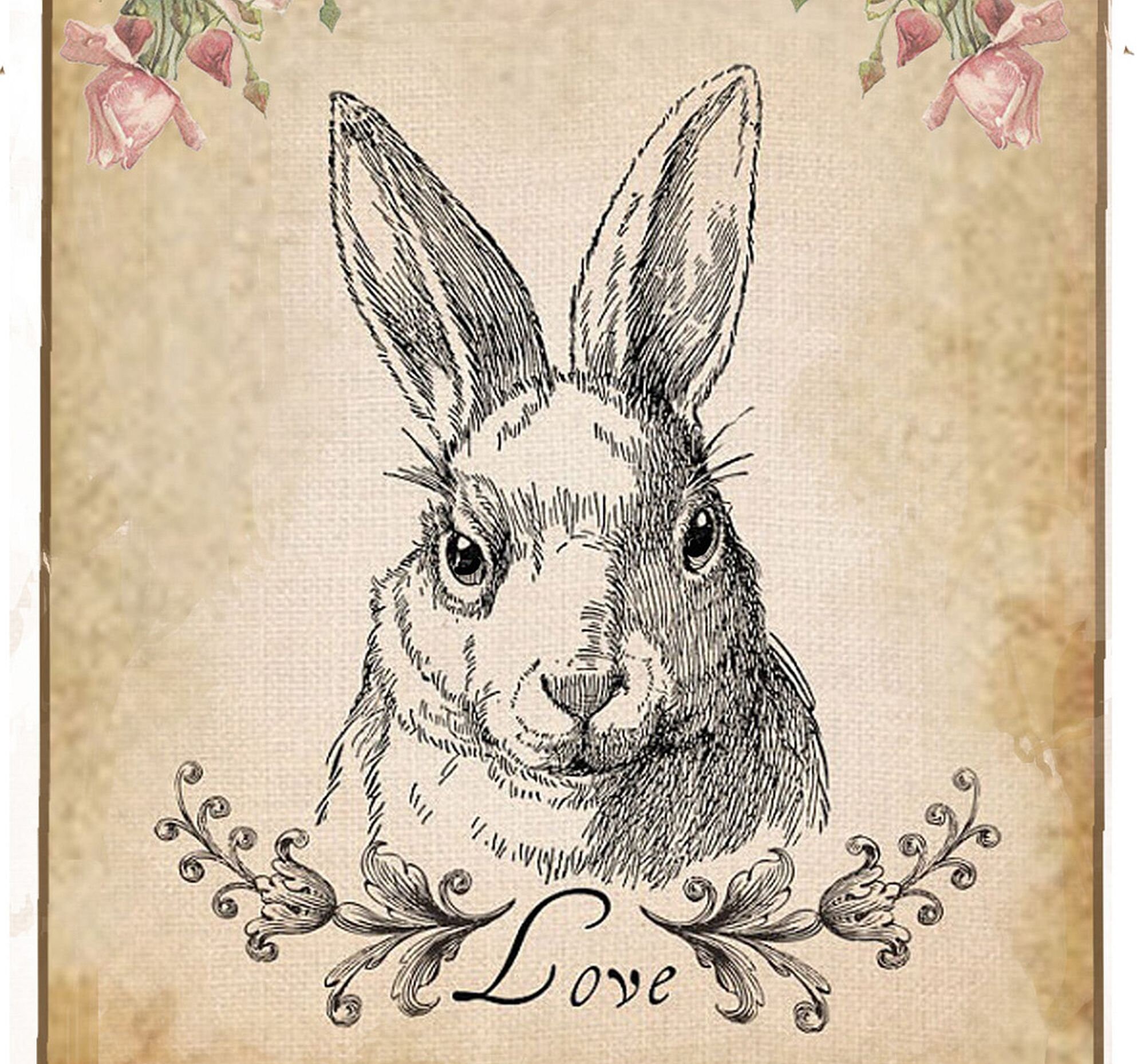 Easter Rabbit Gift Tags Digital French Rabbits Vintage Easter Digital ...