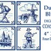 Dutch Blue Printable Tiles, Delft Coaster Digital Square Background ...