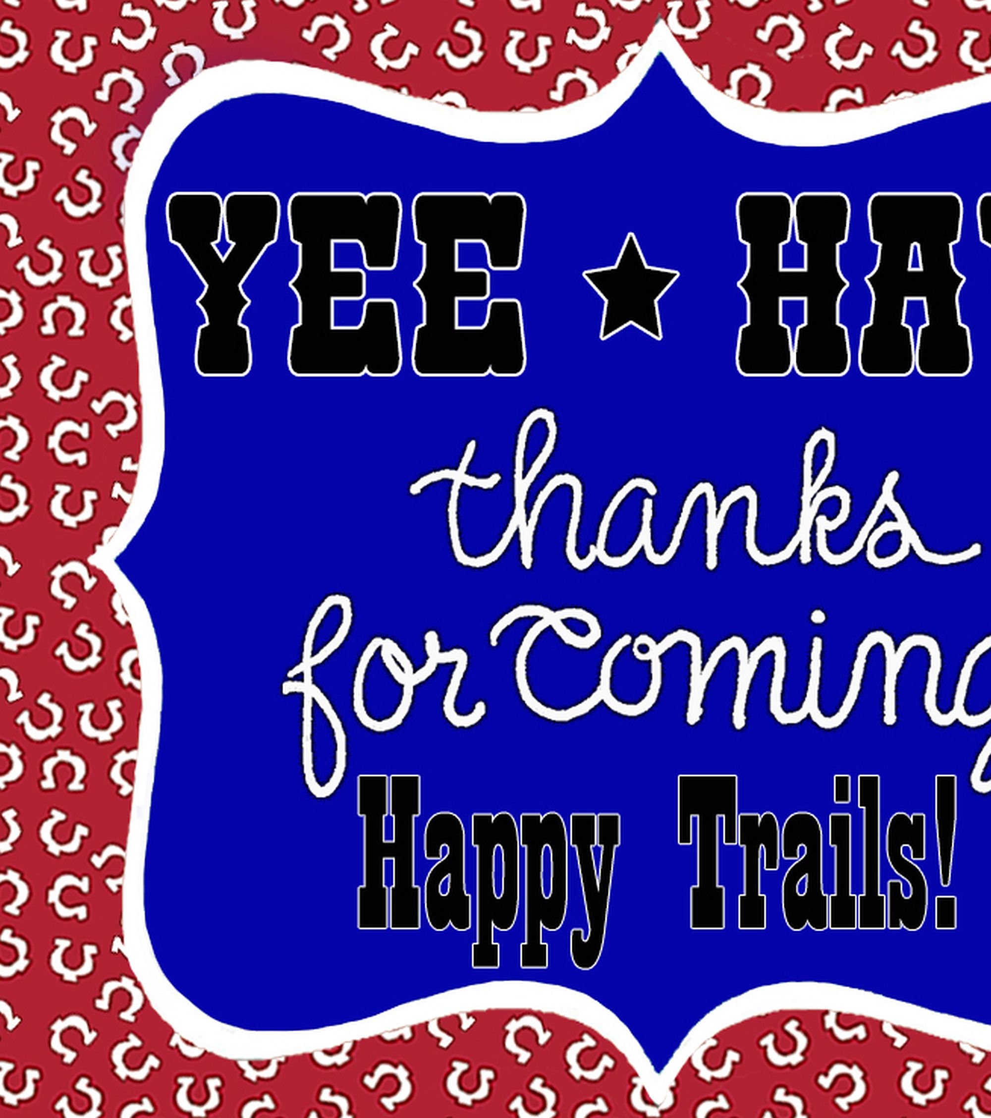 Happy Trails, Western Thanks, Country Tags, Yee Haw Favor Tags, Instant ...