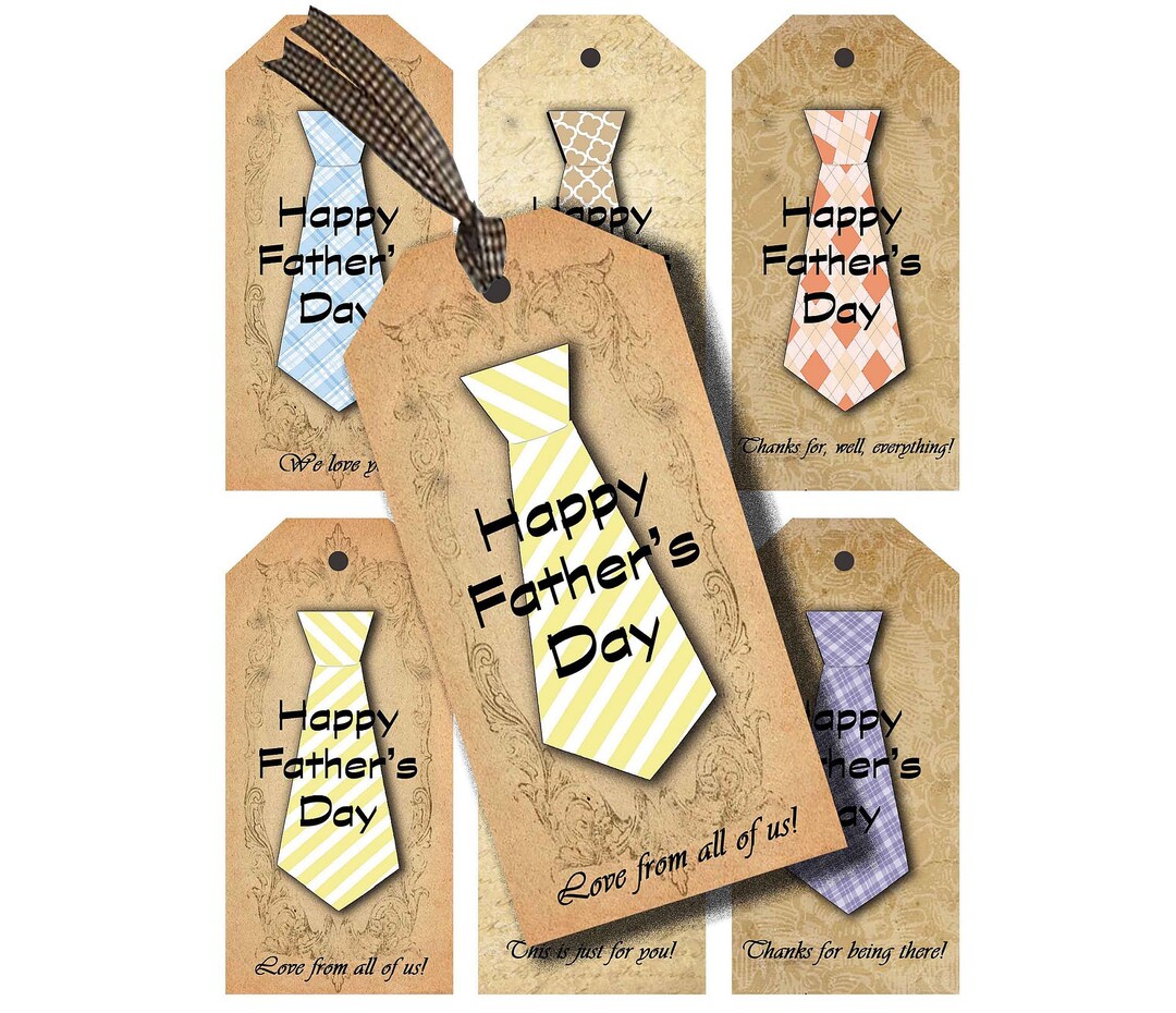 Tie Gift Tags for Dad, Happy Fathers Day Tags, Digital and Printable ...