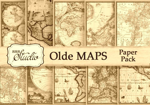 Antique Maps Digital Paper, Vintage Maps Digital Download, Scrapbook ...