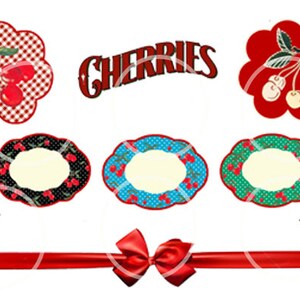 Vintage Cherries Paper Pack, Retro Cherries Clip Art Printable Paper ...