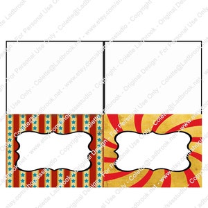 Circus Tent Cards, Printable, Editable Placecards, Carnival Signs ...