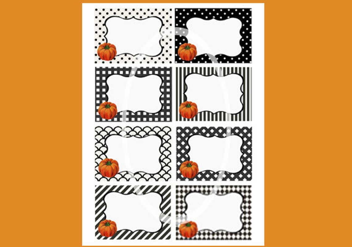 Thanksgiving Name Tags Digital Pumpkin Labels Fall Place - Etsy