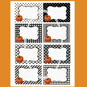 Thanksgiving Name Tags, Digital Pumpkin Labels, Fall Place Cards ...