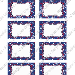 Patriotic Name Tags 4th of July Tags Patriotic Labels Instant Download ...