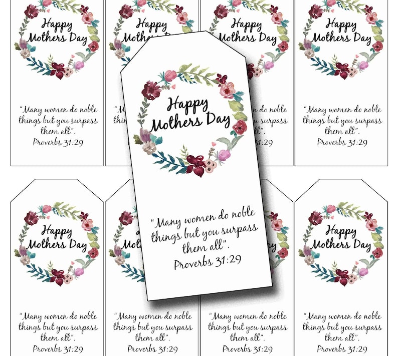 Mothers Day Tags Editable & Printable Gift Tags Digital - Etsy
