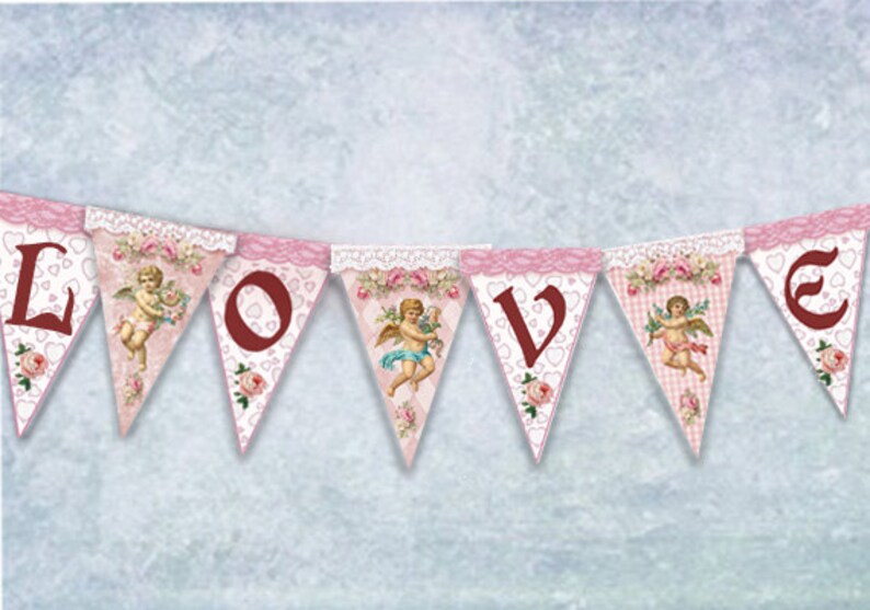 Valentine LOVE Banner Instant Download Vintage, Valentine Printable ...