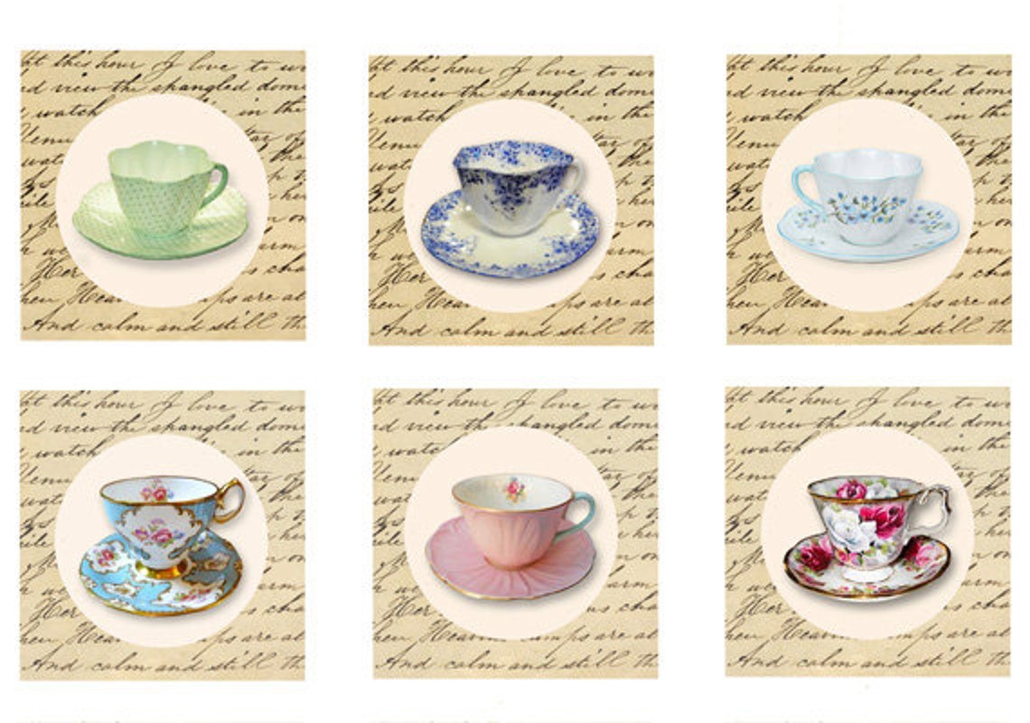 Tea Party Tags Printable Cupcake Toppers Digital Tea Party - Etsy