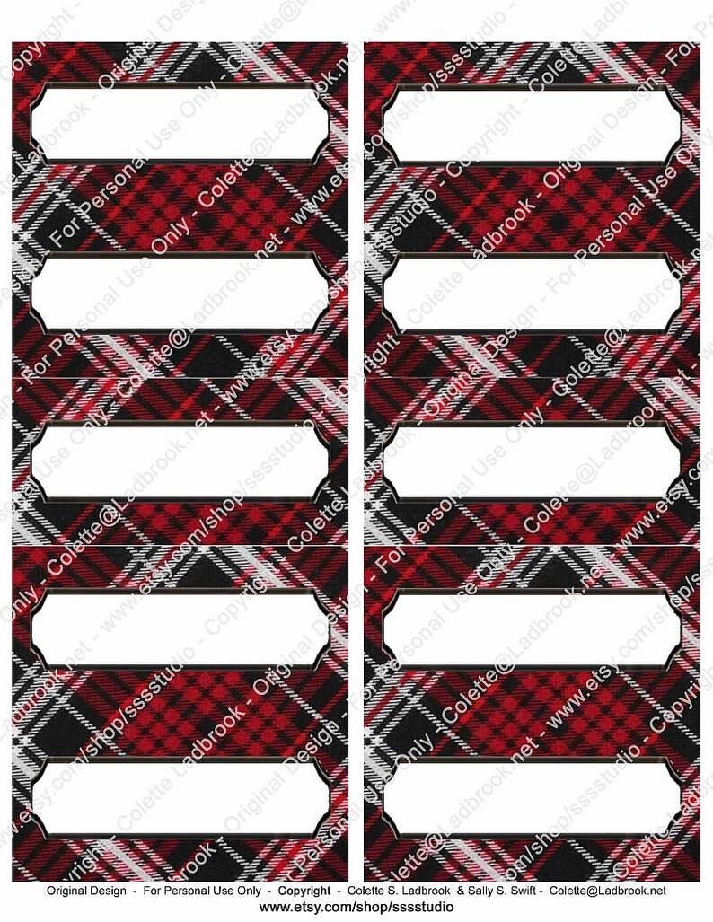 Plaid Gift Tags, to From Holiday Tags, Instant Digital Download ...