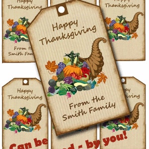 Thanksgiving Gift Tags, Printable Gift Tag, Customized Tag, Digital ...