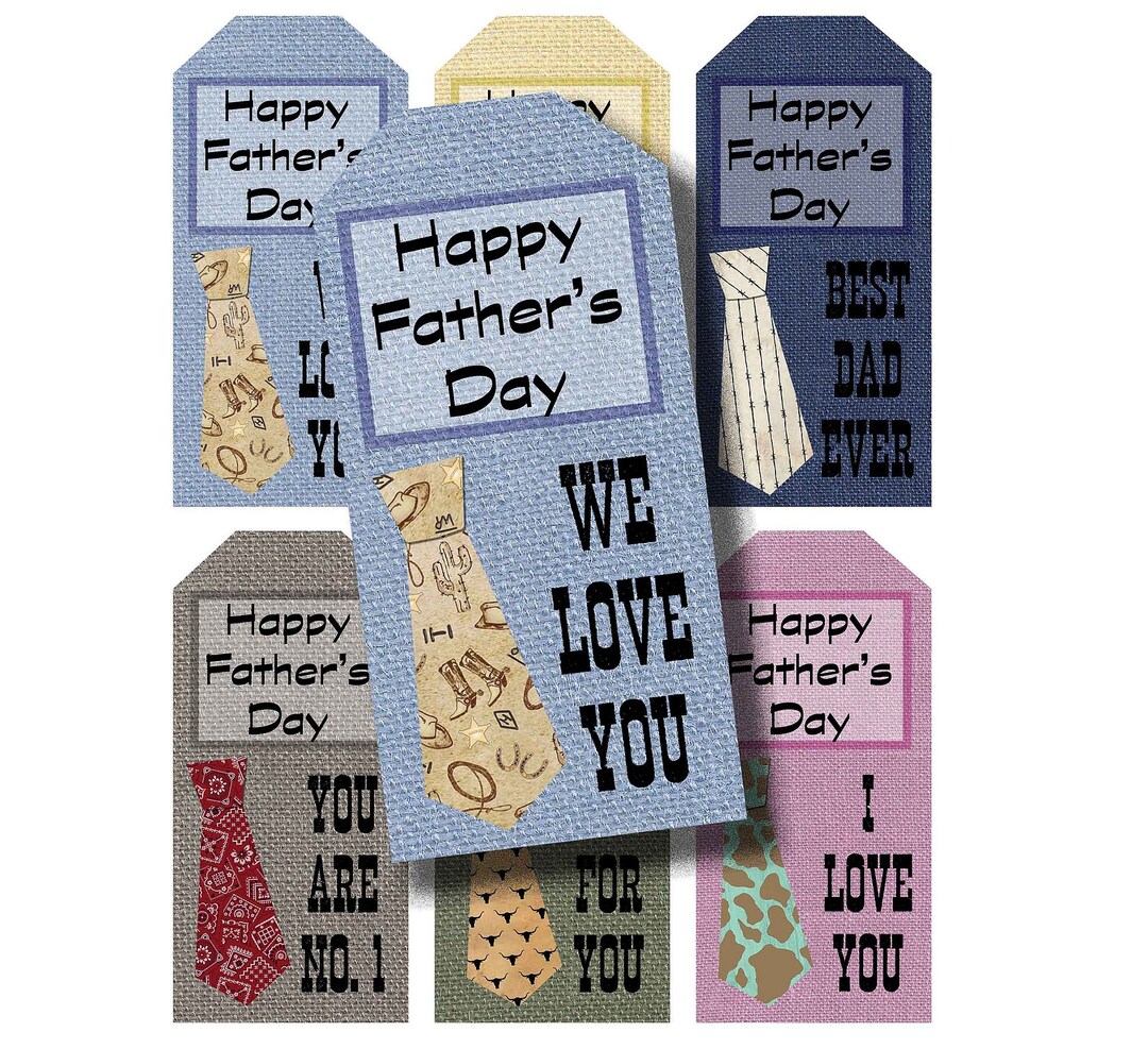 Gift Tags for Dad, Ties on Fathers Day Tags, Digital and Printable ...