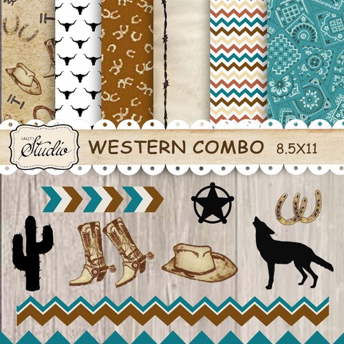 Western Paper Pack Digital Scrapbook Paper Download Custom - Etsy