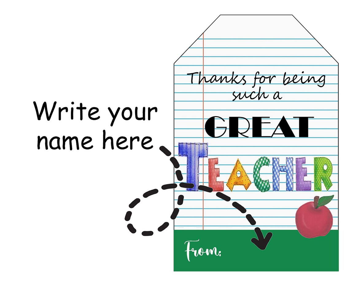 Teacher Gift Tags Teacher Thank You Tag Printable Gift Tags - Etsy