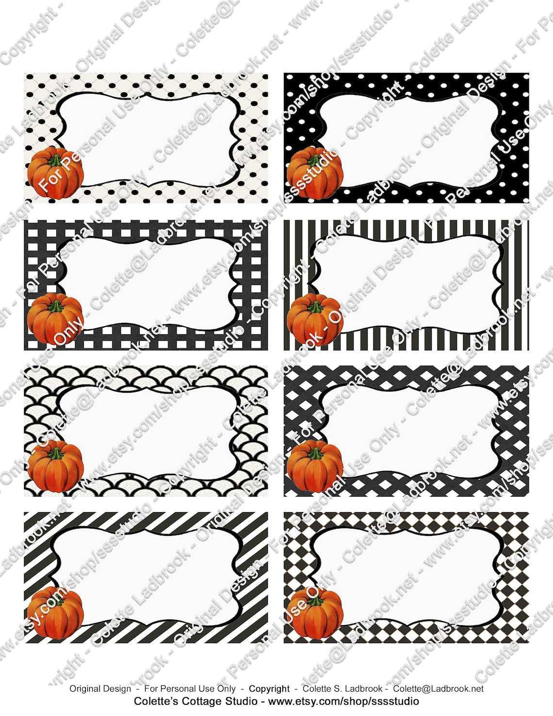 Thanksgiving Name Tags Digital Pumpkin Labels Fall Place - Etsy